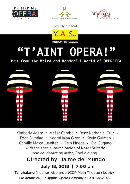 Philippine Opera Company's Young Artists Series Returns with "T'Aint Opera"