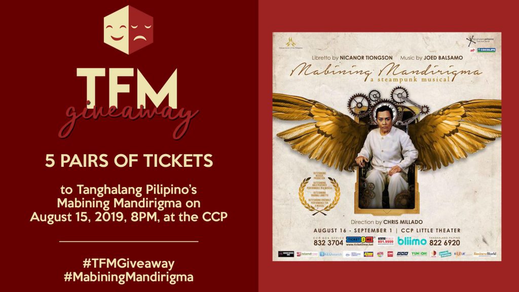 #TFMGiveaway: Win Tickets to Tanghalang Pilipino's #TFMGiveaway: Win Tickets to Tanghalang Pilipino's