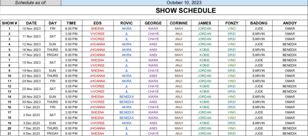 ‘Tabing Ilog The Musical’ Releases Cast Schedules