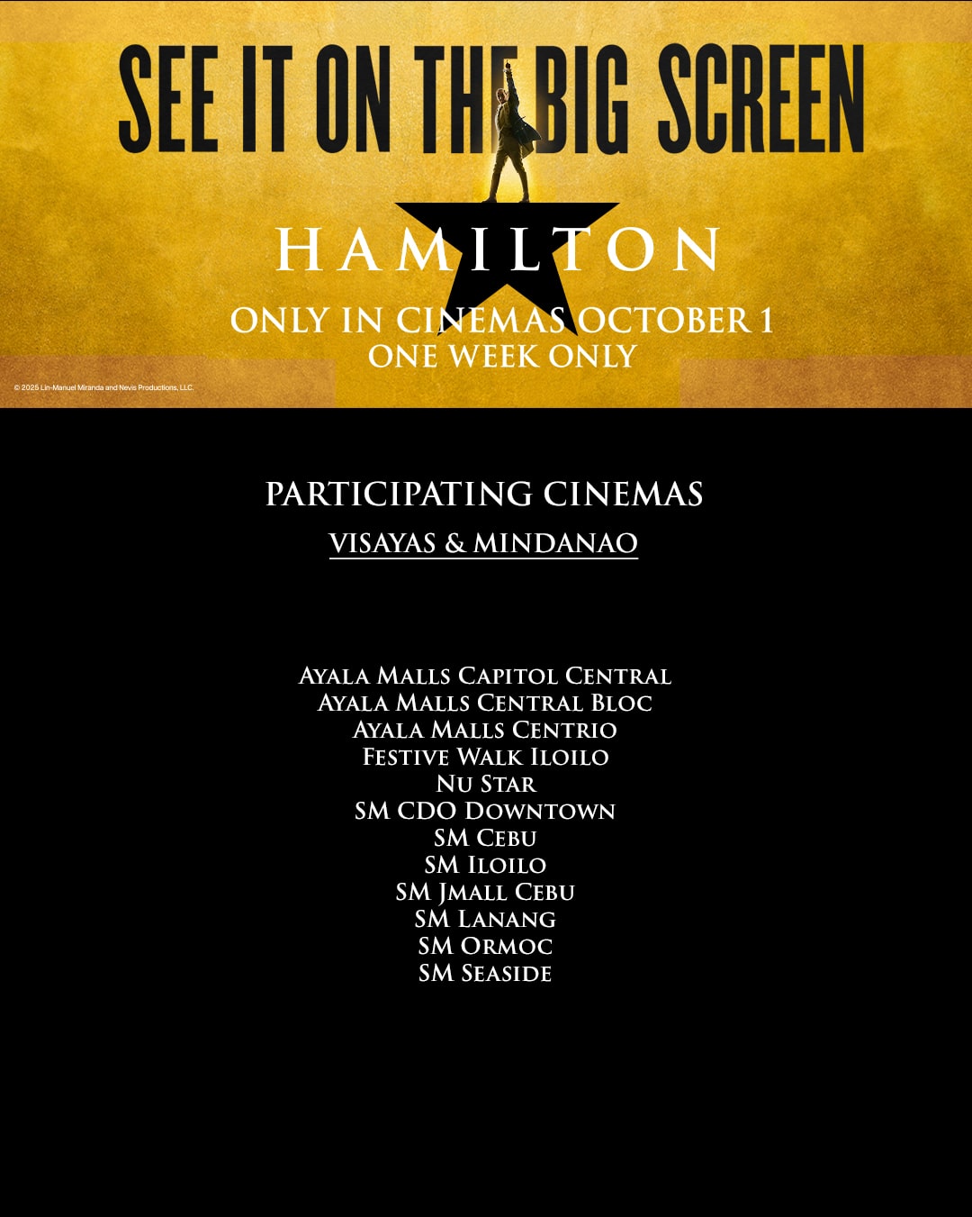 'Hamilton' to be Released in PH Cinemas Beginning October 1